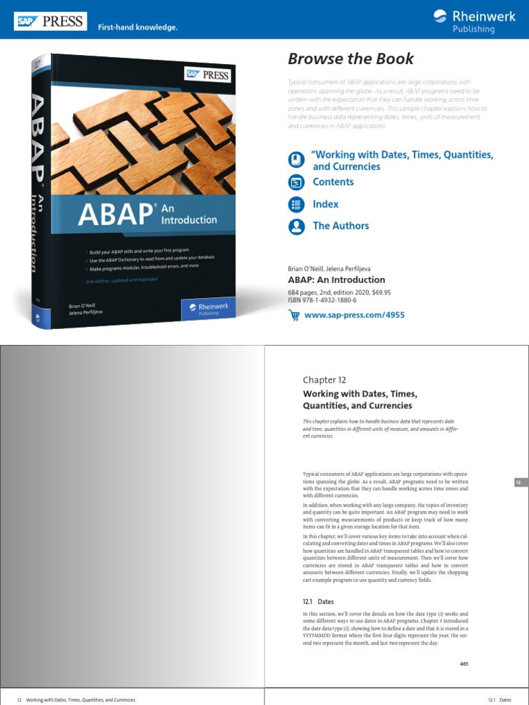 Sappress Abap An Introduction | PDF | Data Type | Time