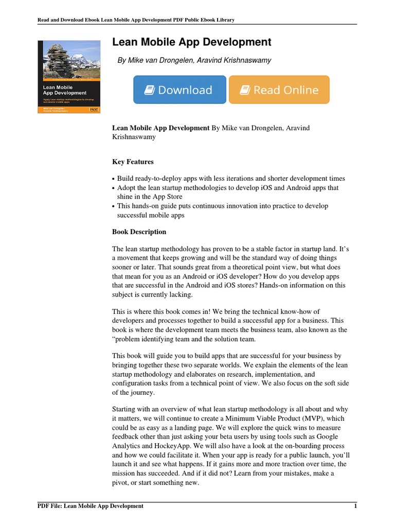 Lean Mobile App Development by Mike Van Drongelen Aravind Krishnaswamy ...