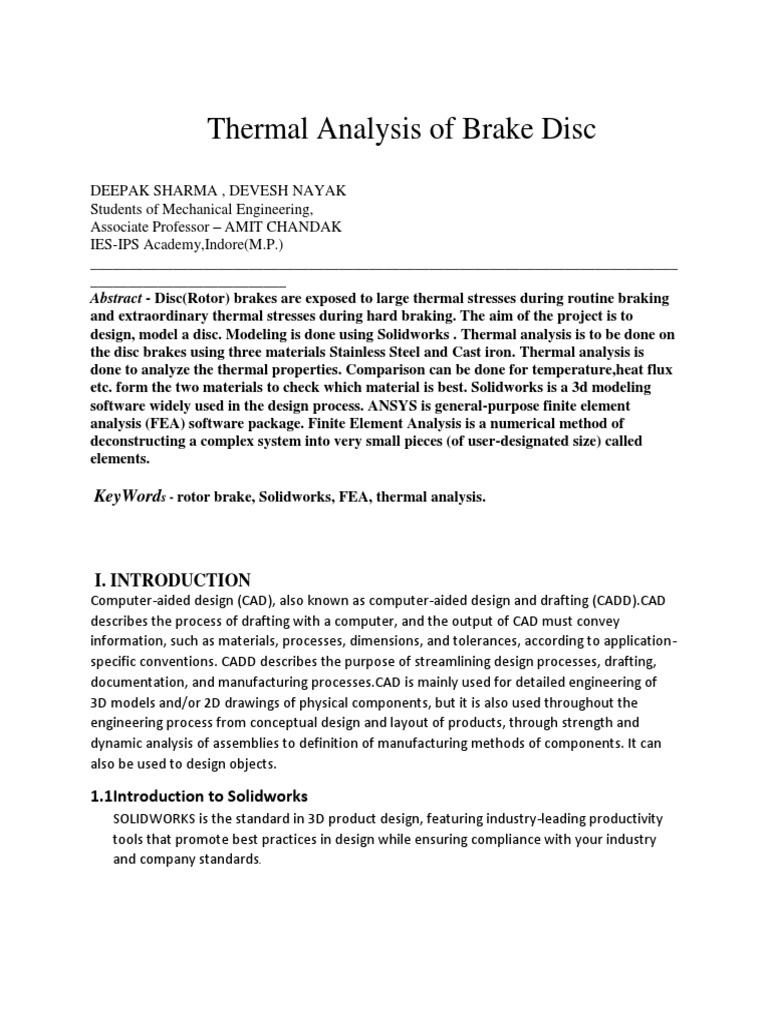 Disk Brake Research | PDF | Computer Aided Design | Finite Element Method