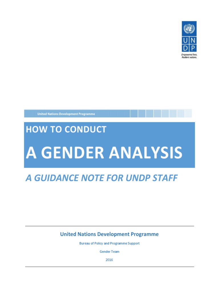 UNDP Guidance Note How To Conduct A Gender Analysis | PDF | Gender Role ...