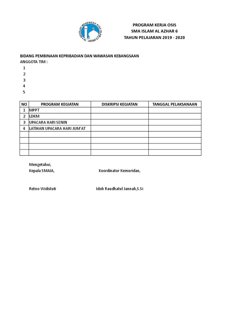 Program Kerja Osis 1920 | PDF