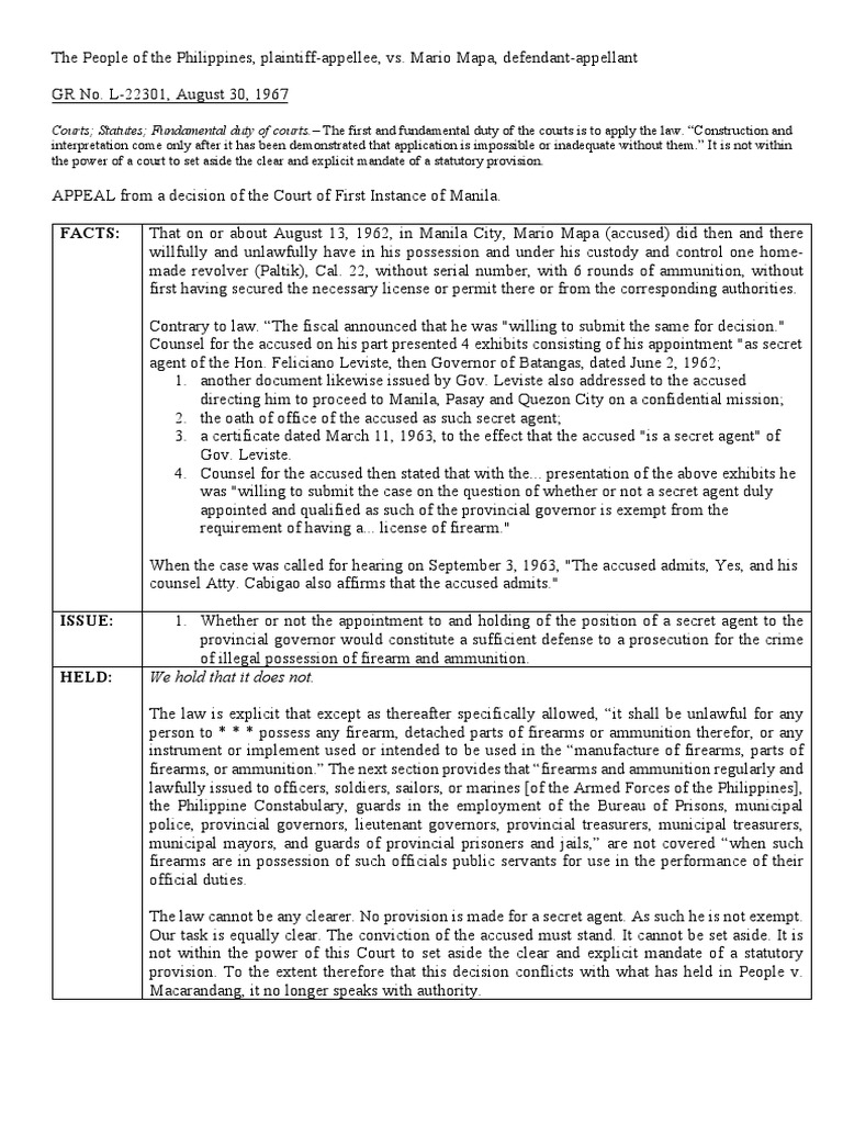 People V Mapa Case Digest | PDF | Justice | Crime & Violence