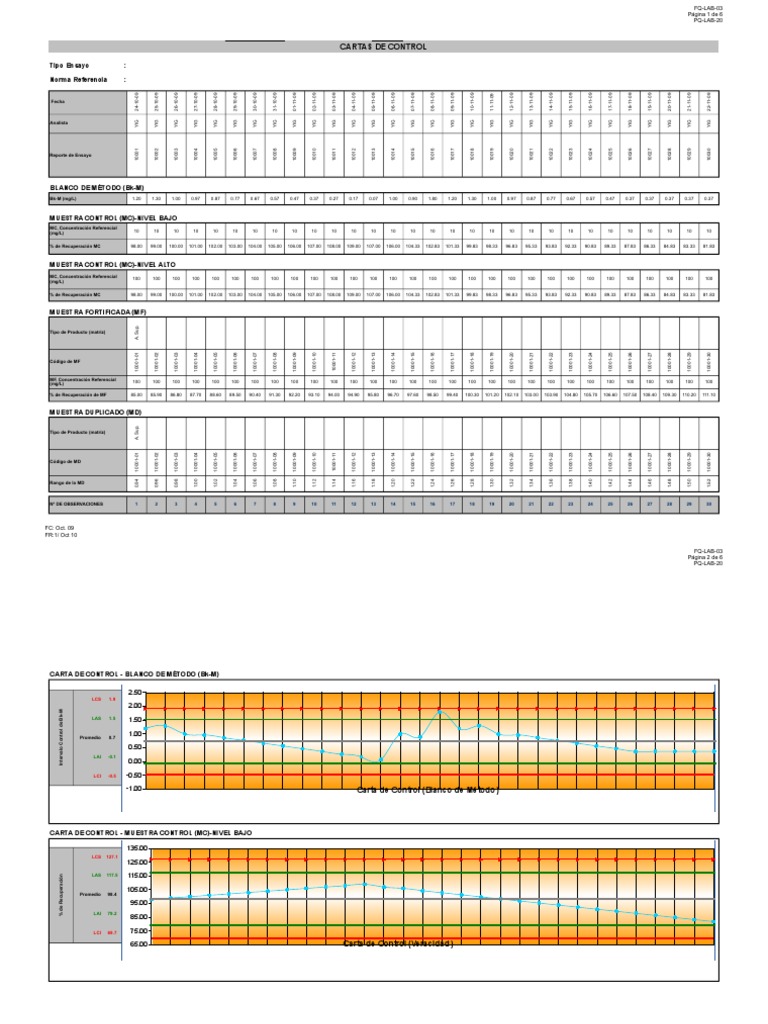 Carta de Control (Plantilla) | PDF