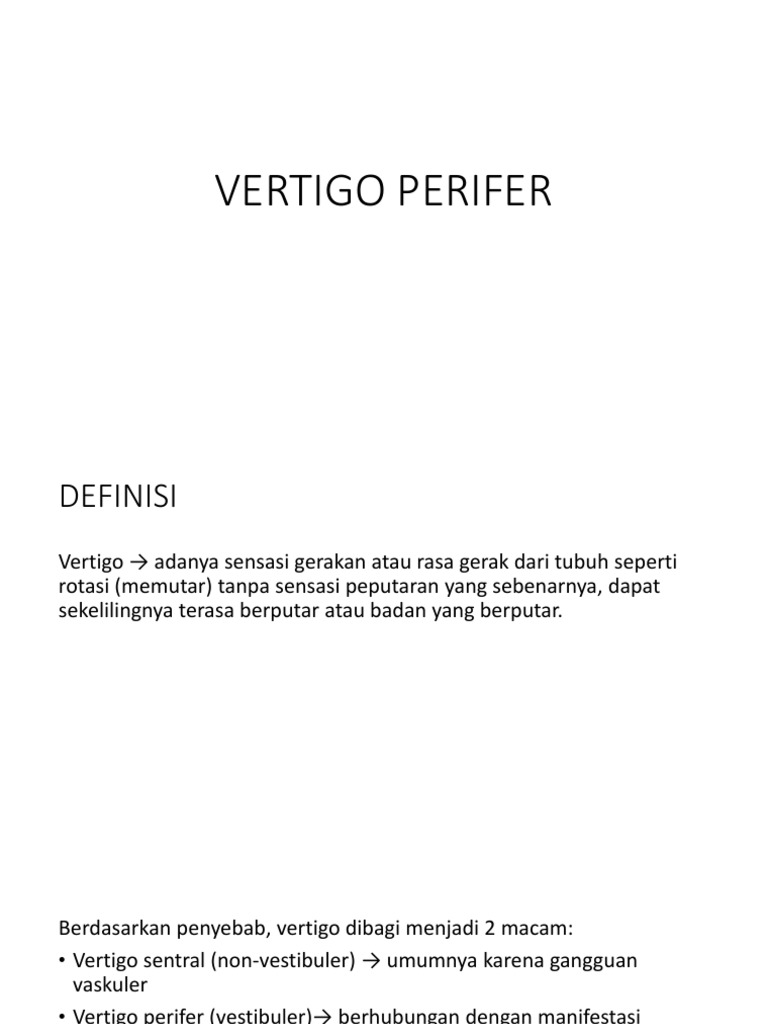 Panduan Lengkap Vertigo Perifer | PDF