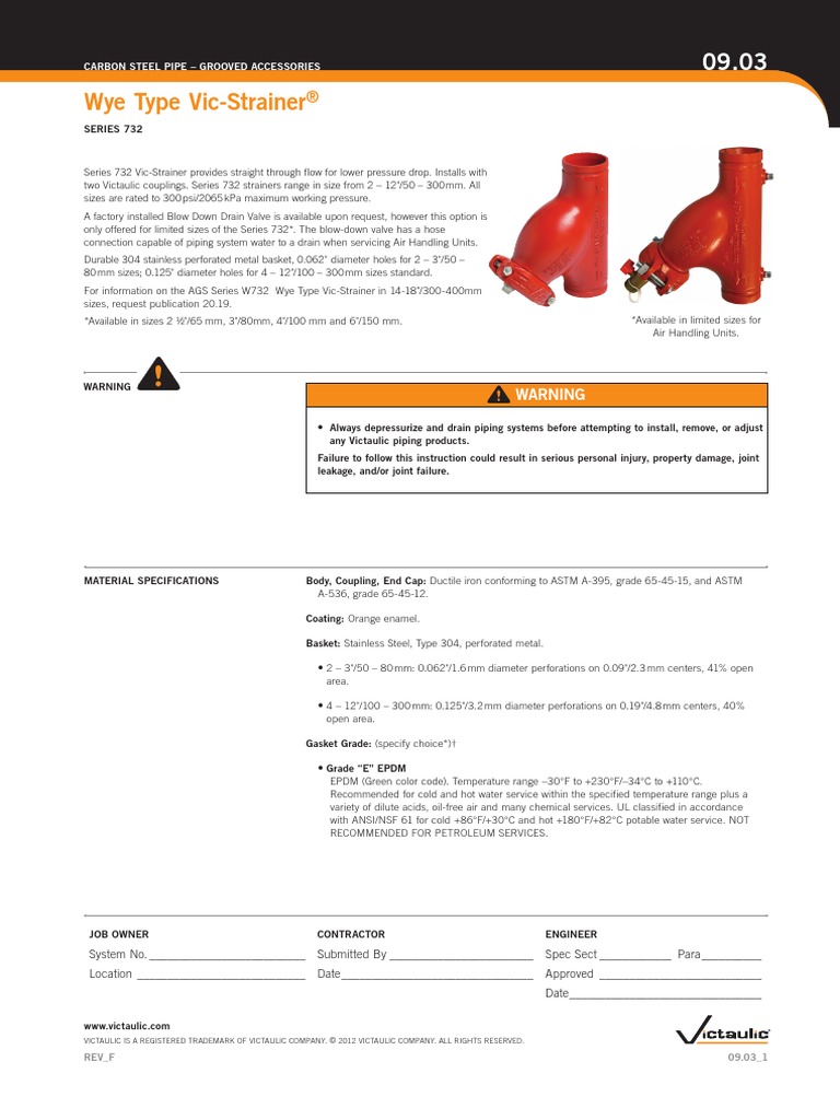 Y Strainer Victaulic | PDF | Pipe (Fluid Conveyance) | Valve
