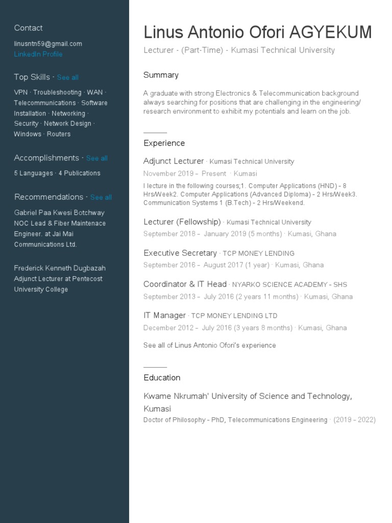 LinkedIn Generated Resume PDF | PDF