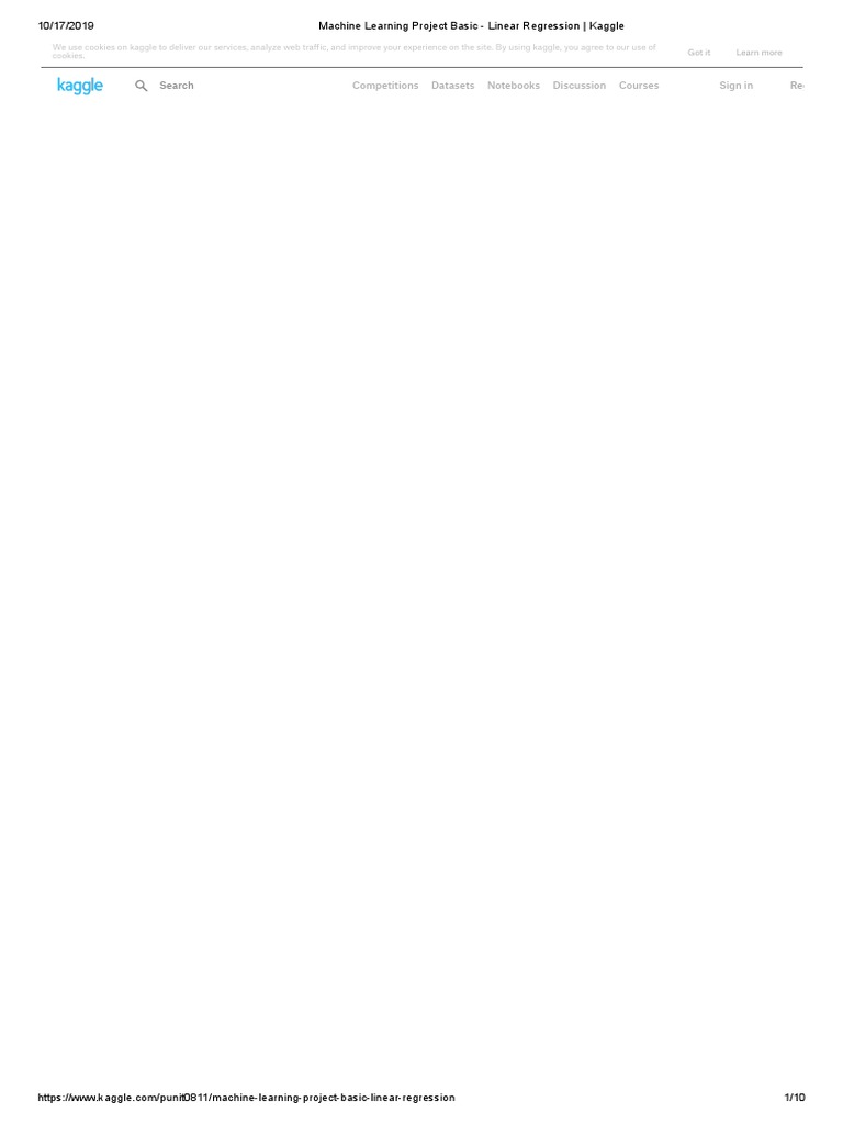 Machine Learning Project Basic - Linear Regression - Kaggle PDF | PDF | Mean Squared Error ...