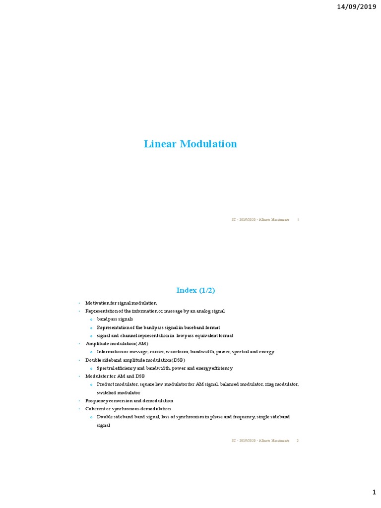 Linear Modulation | PDF | Modulation | Signal Processing