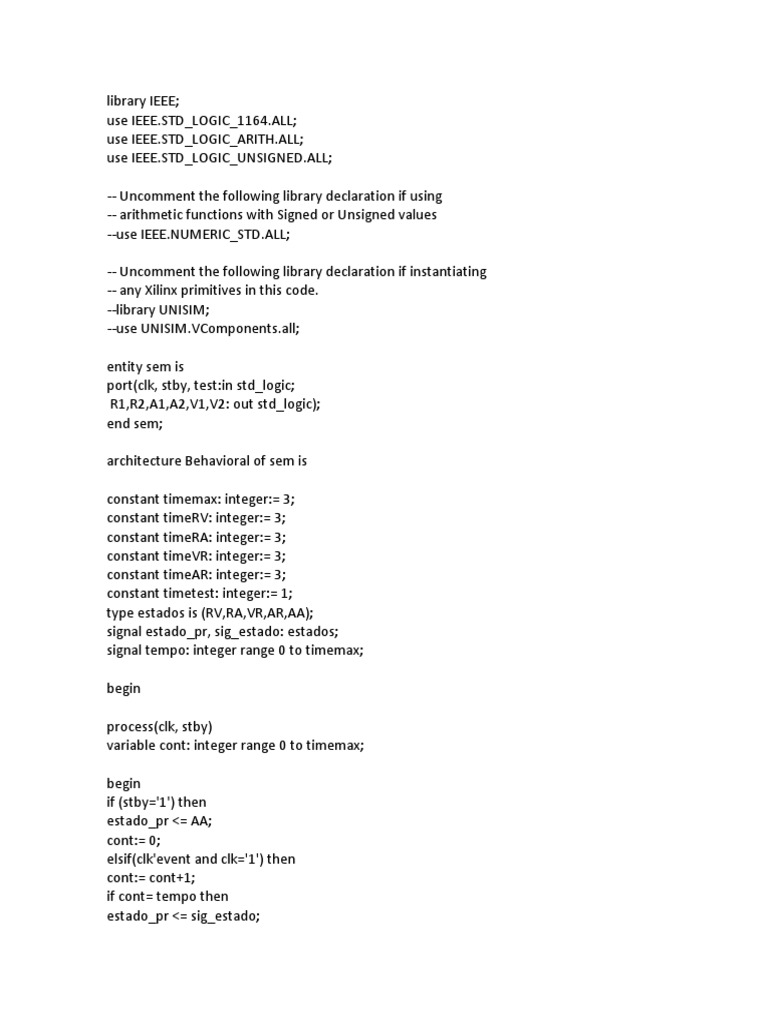 Codigo Semaforo en VHDL | PDF