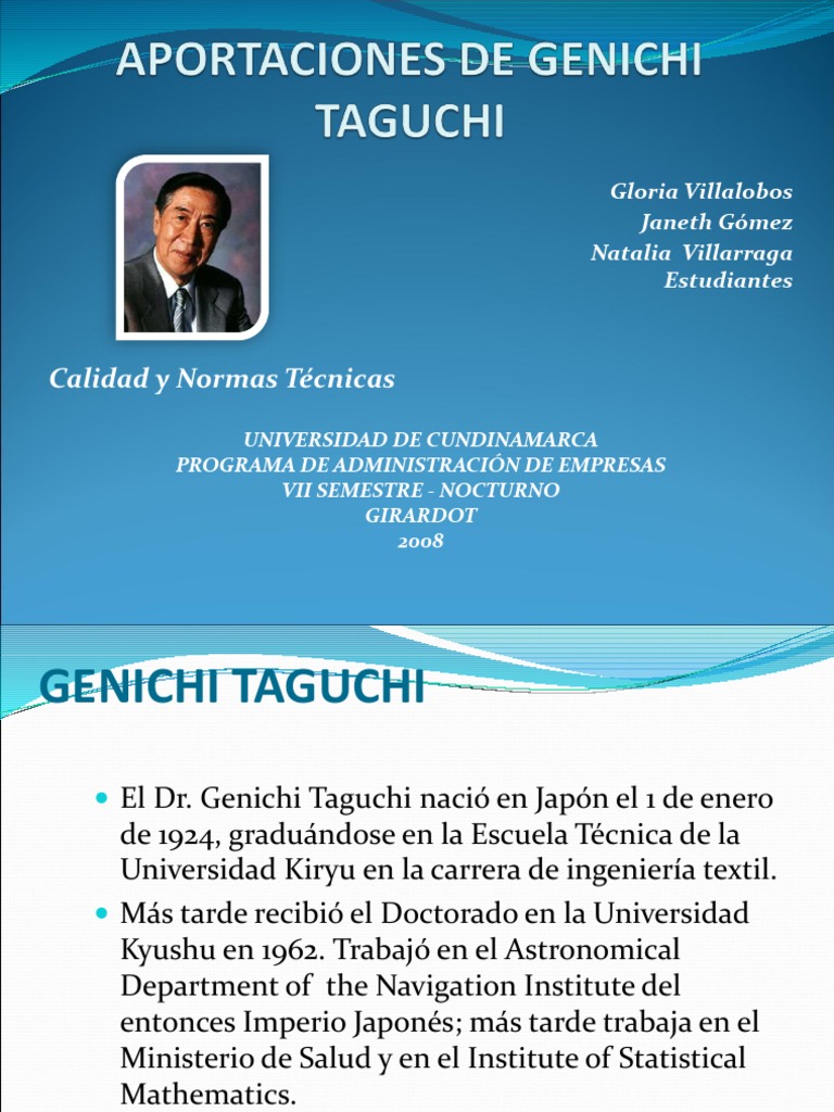 Aportaciones de Genichi Taguchi | PDF | Calidad (comercial) | Función ...