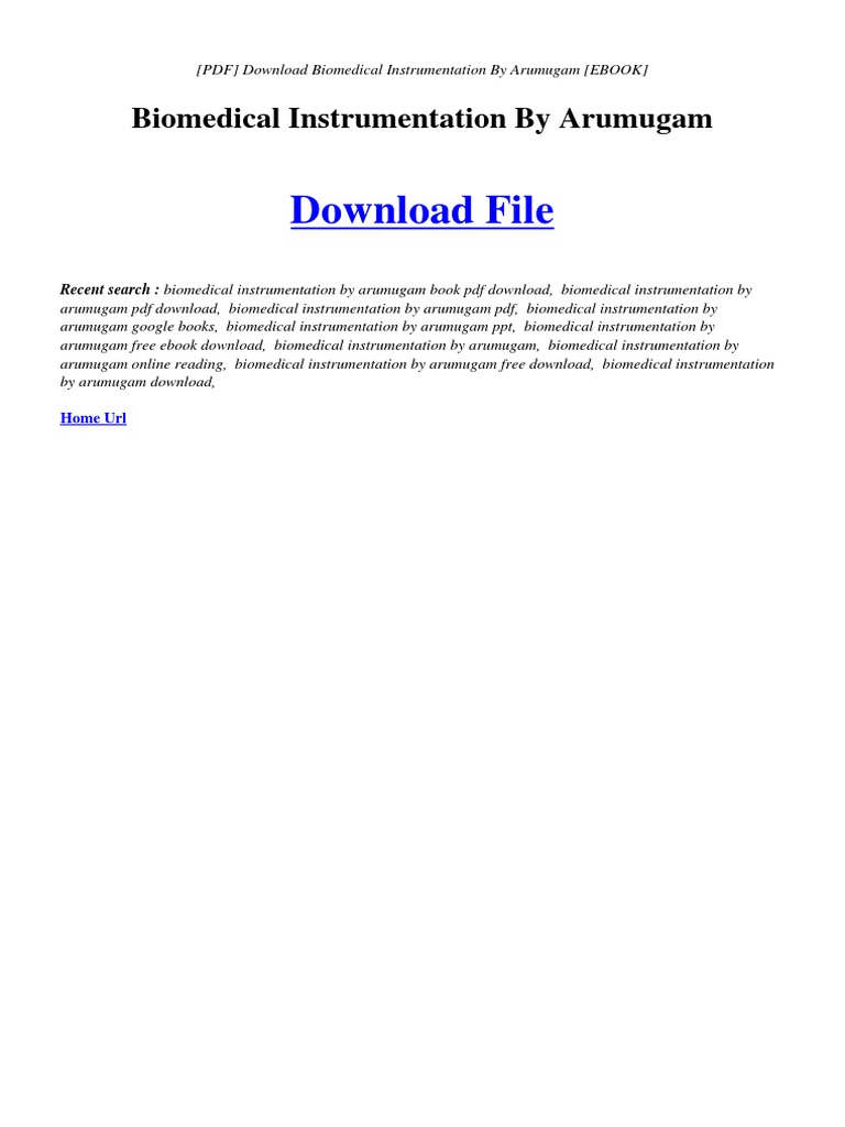 Biomedical Instrumentation by Arumugam PDF PDF | PDF