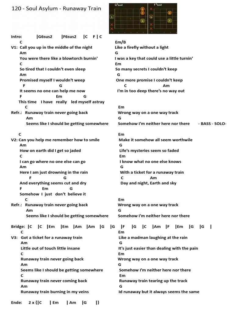Runaway Train Guitar Chords
