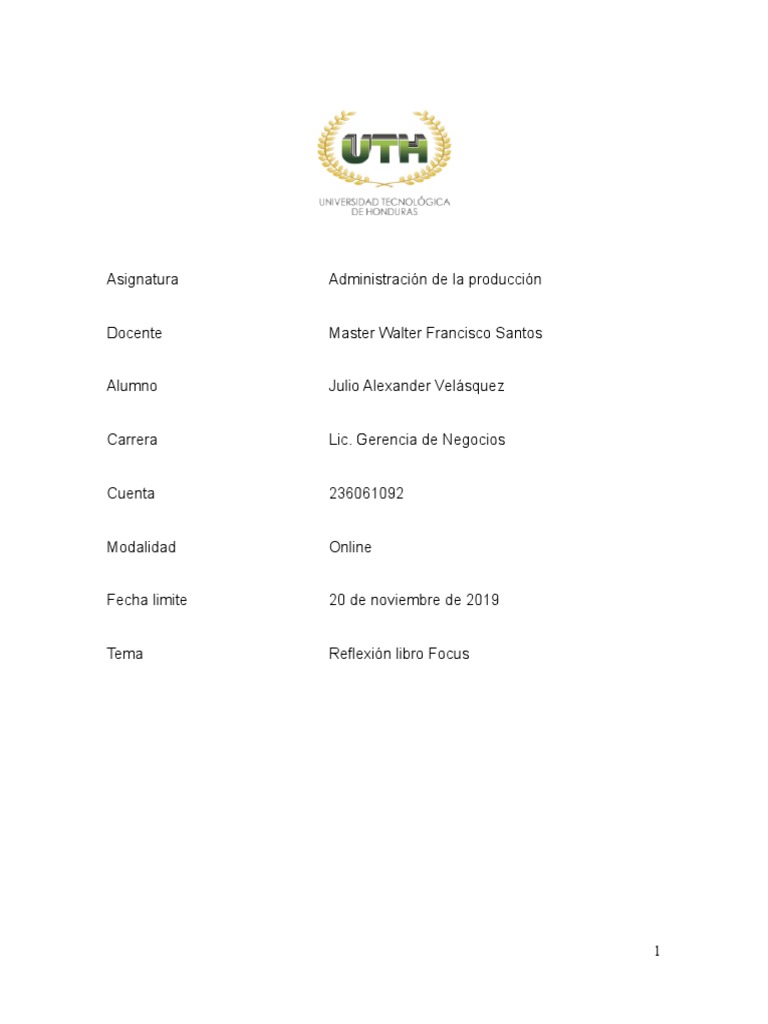 Reflexion Libro Focus | PDF | Aprendizaje | Enseñando y aprendiendo