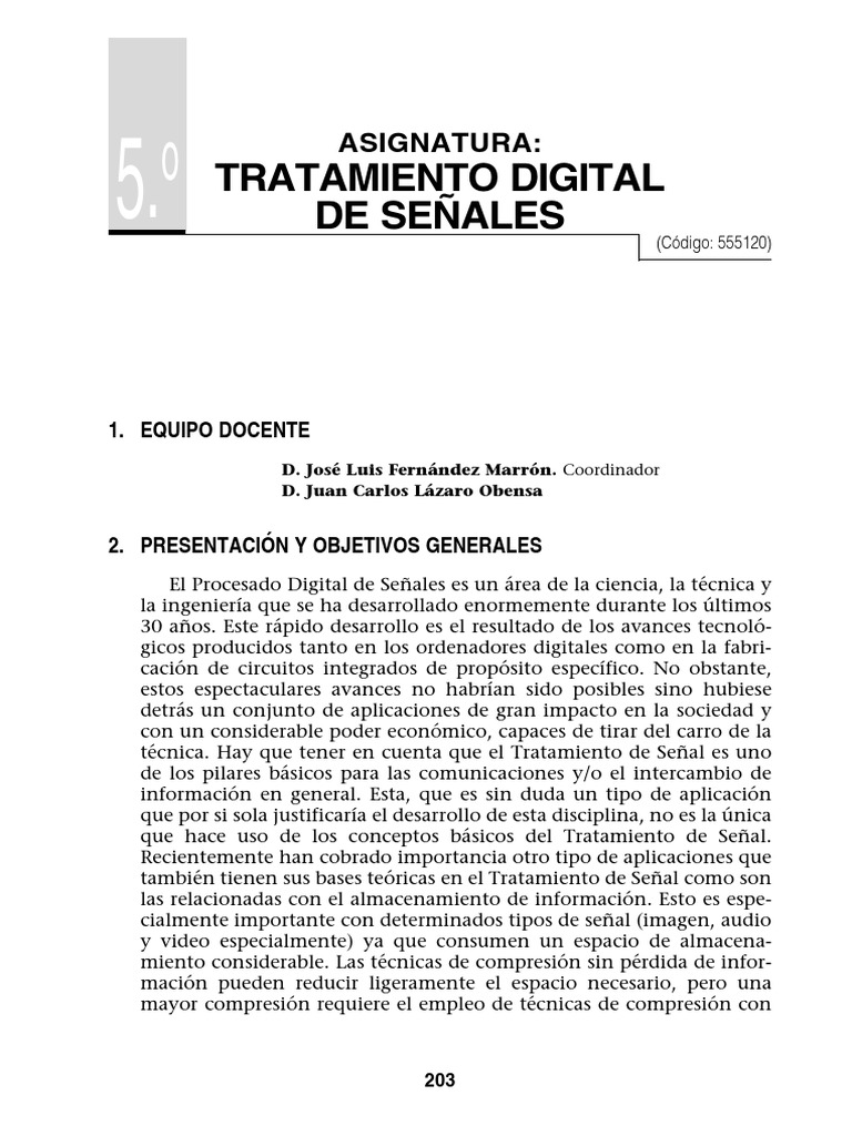 Tratamiento de Señales Digitales | PDF | Transformada de Fourier ...