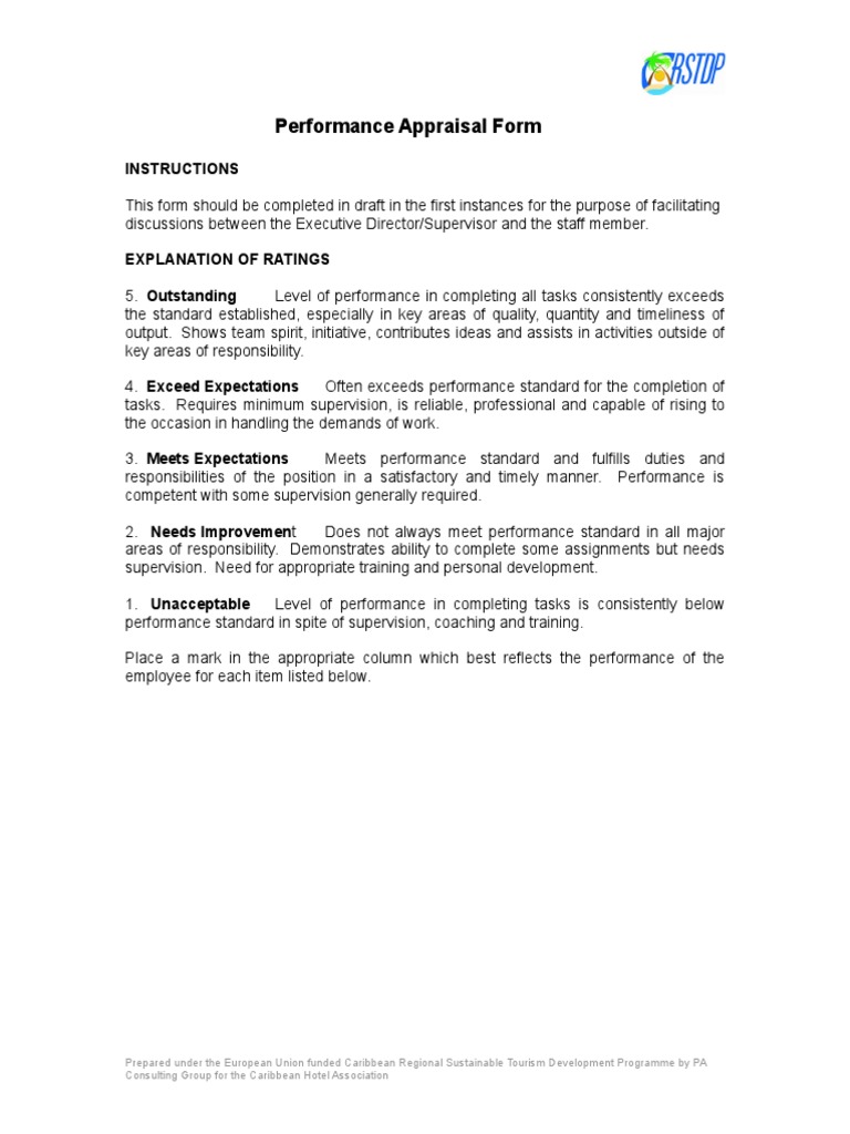 Performance Appraisal Form Version 2 | PDF | Supervisor | Performance ...