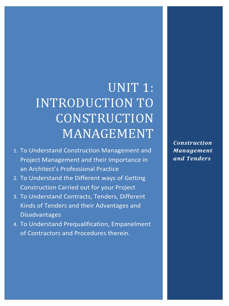 Unit 1 Introduction To Construction Management-2 | PDF | Construction ...