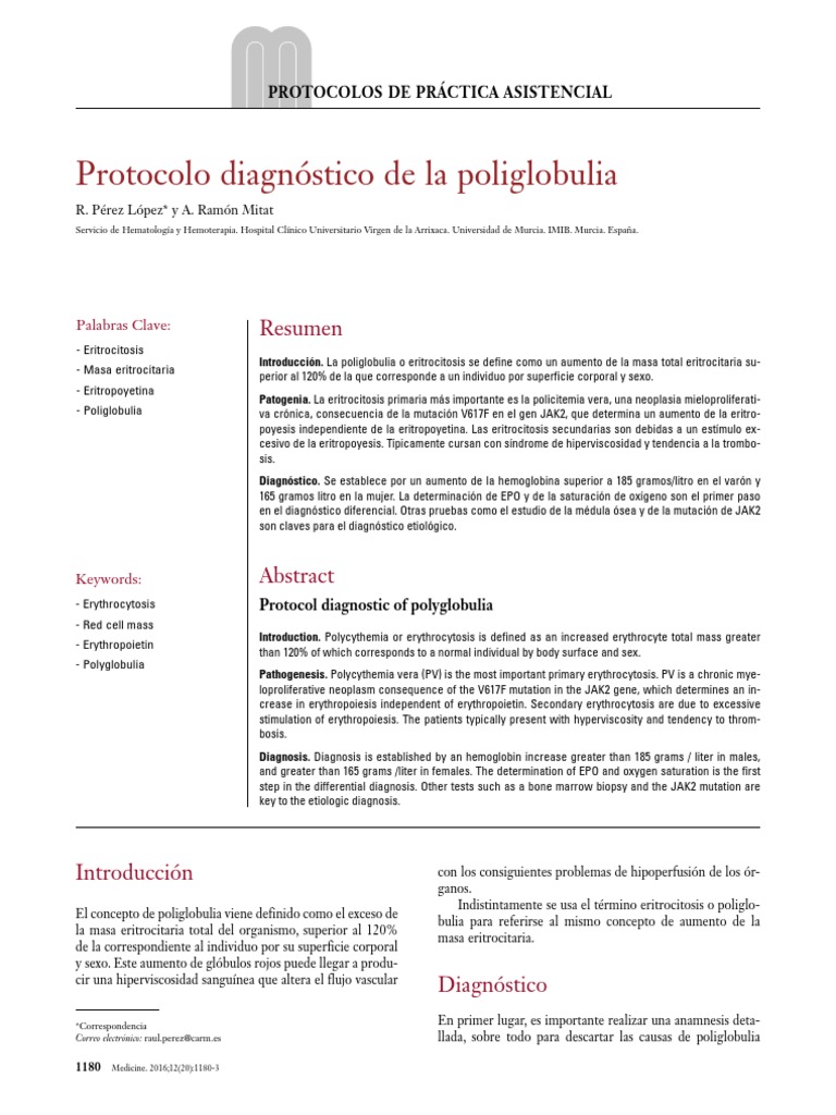 Protocolo diagnóstico de poliglobulia | PDF | Especialidades Medicas ...
