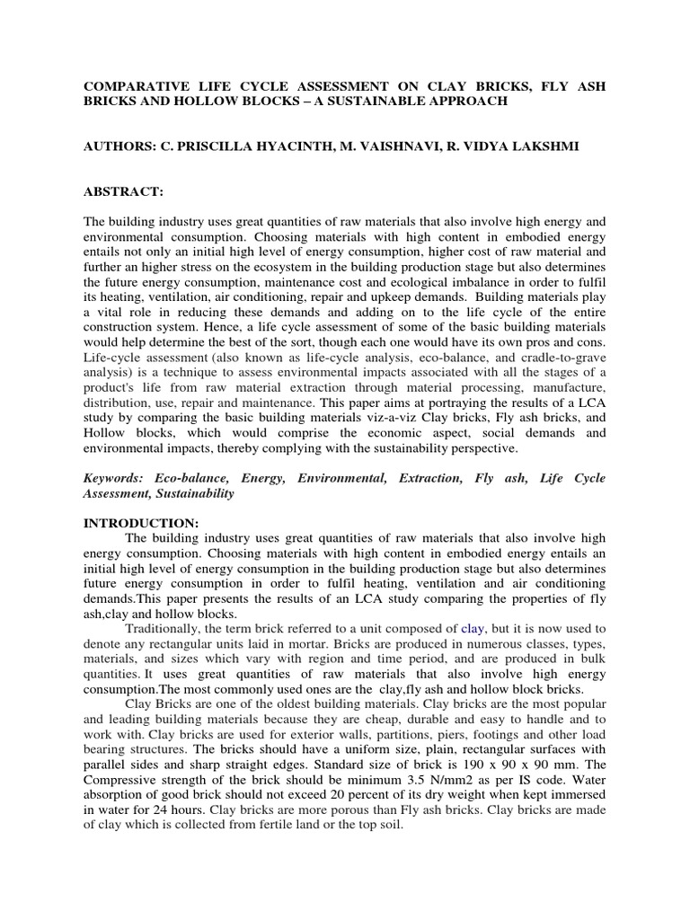 LCA On Building Materials | PDF | Brick | Life Cycle Assessment