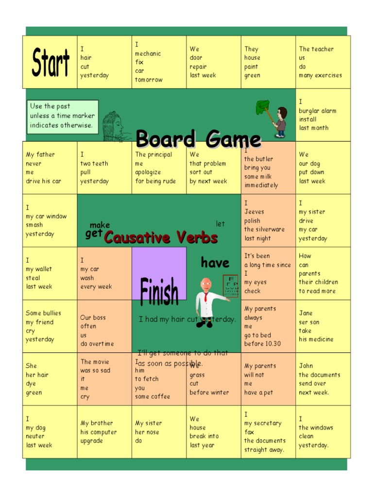 Board Game Have Something Done Causative Verbs Fun Activities Games ...