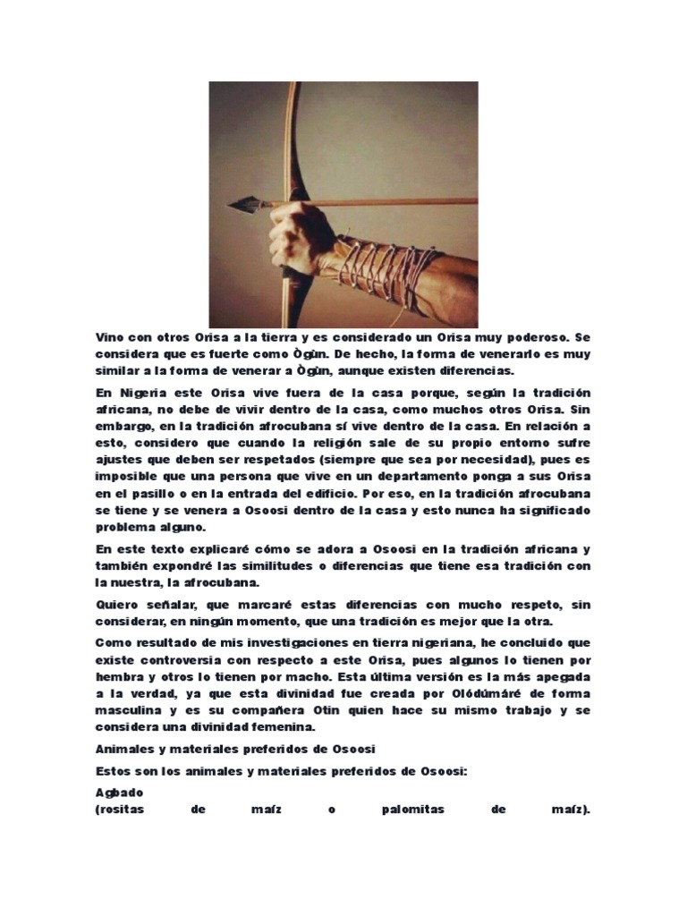 Osoosi: Tradición Africana y Afrocubana | PDF | Oración | Religión y ...