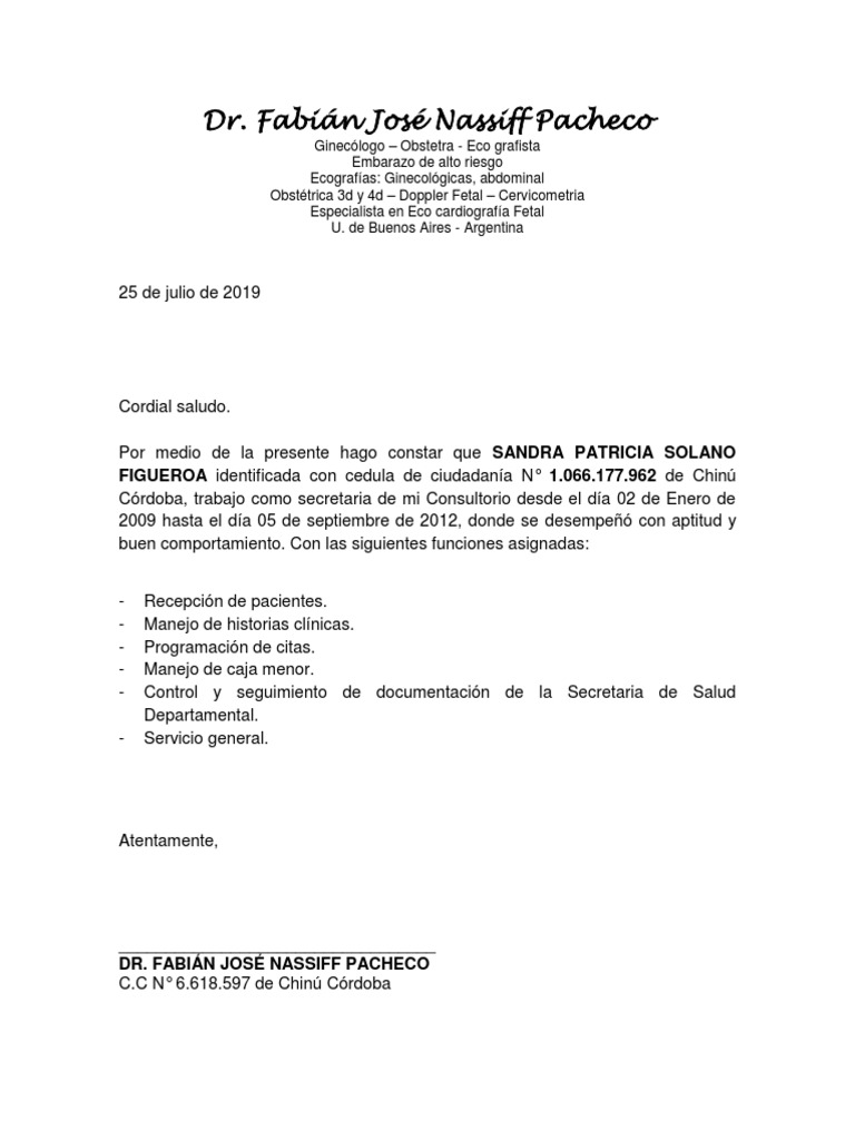 Modelo Carta De Funciones Laborales Modelo Carta De Funciones ...