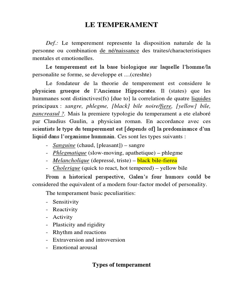 Temperament | PDF | Extraversion And Introversion | Temperament