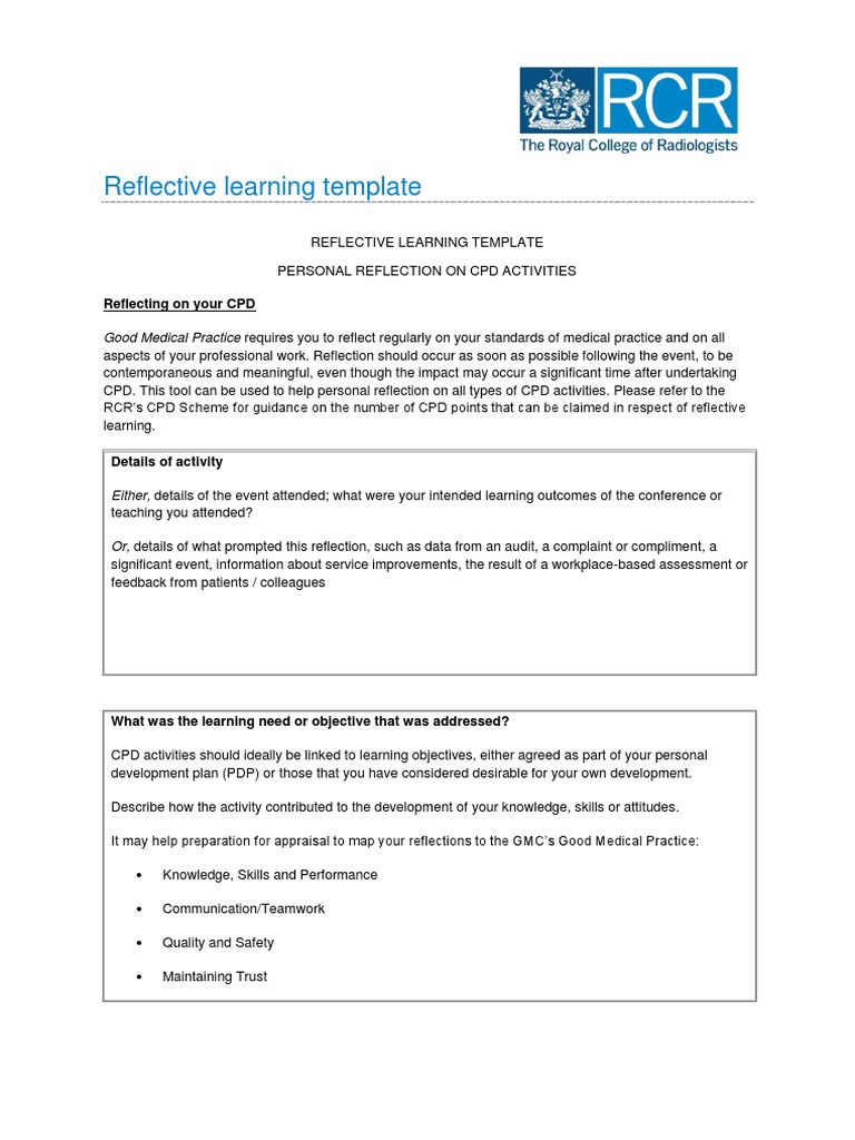 Reflective learning template optimizes CPD | PDF | Learning | Health Care