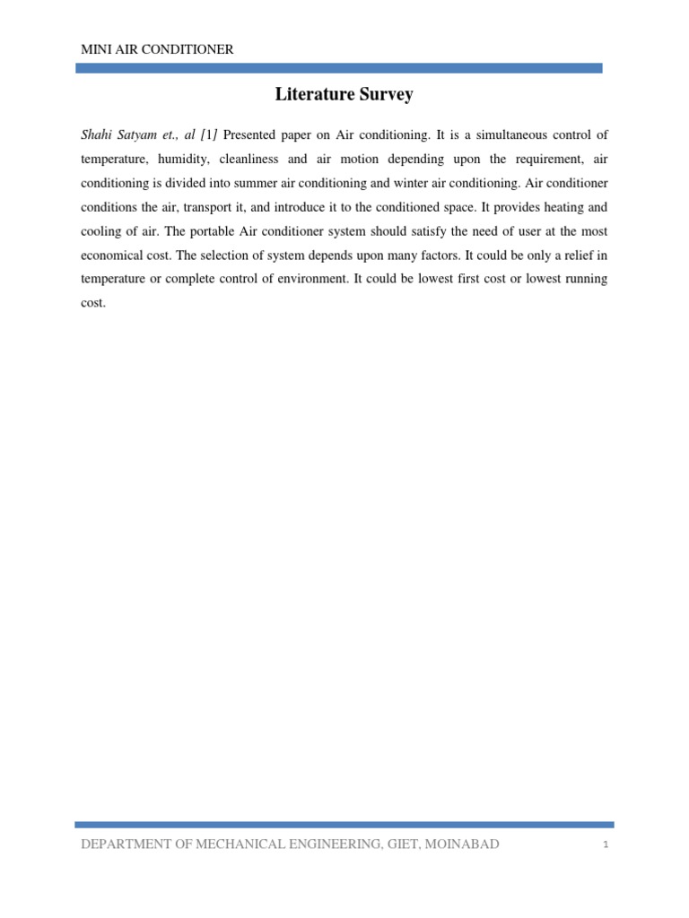 Mini Air Conditioner Report Mini Project | PDF | Air Conditioning ...