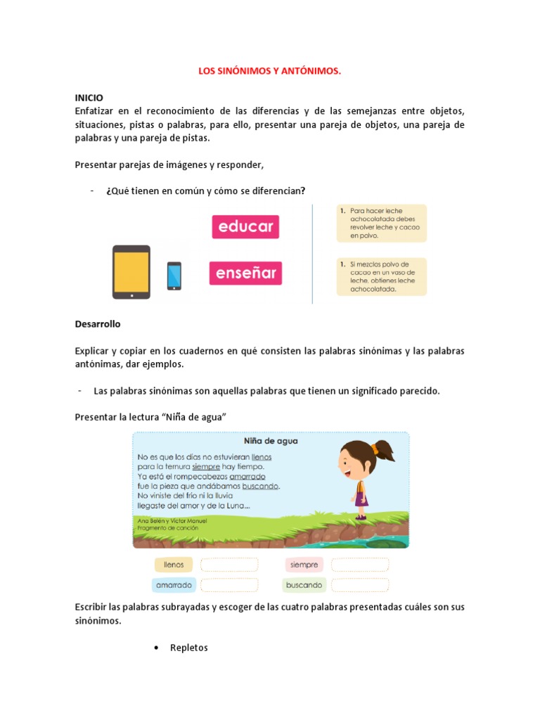 Los Sinónimos y Antónimos | PDF