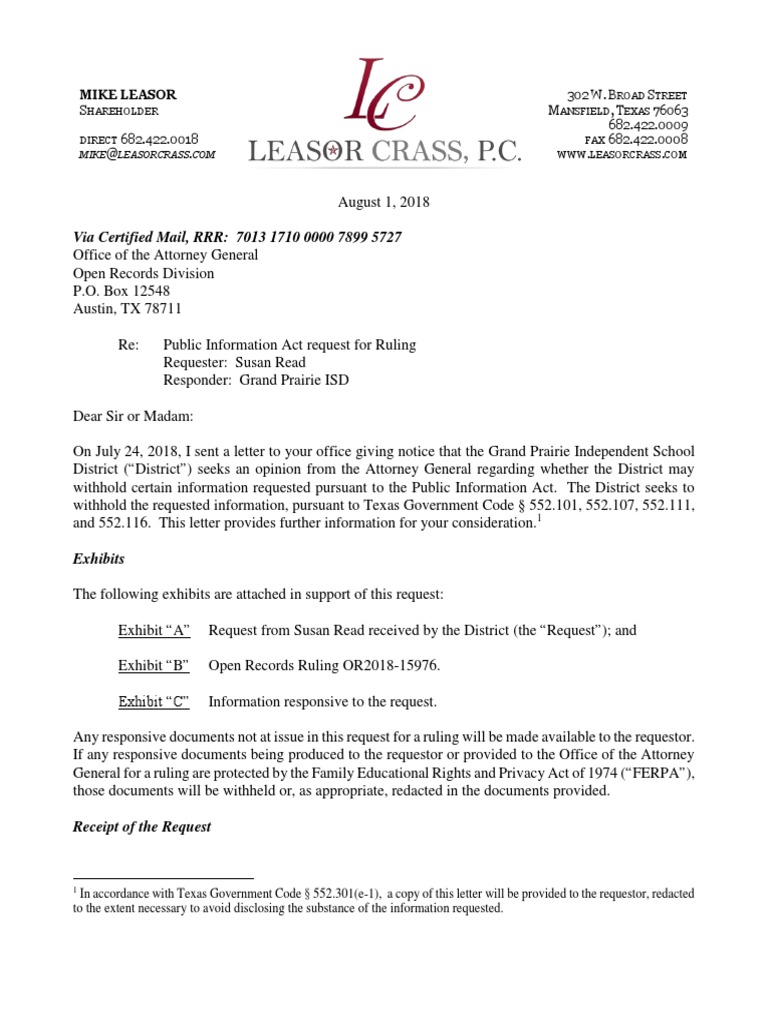 15 Day Letter To Attorney General Re Read Request - Redacted | PDF ...