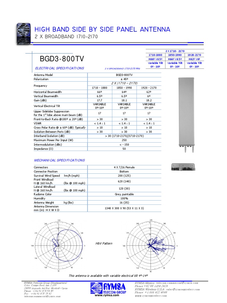 Bgd3-800tv Rymsa 1900 4 Puertos | PDF | Antenna (Radio) | Broadcasting