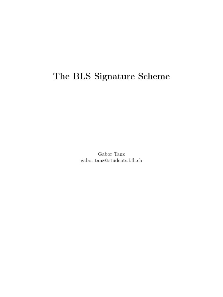 BLS Signature Scheme Explained | PDF | Group (Mathematics) | Public Key ...