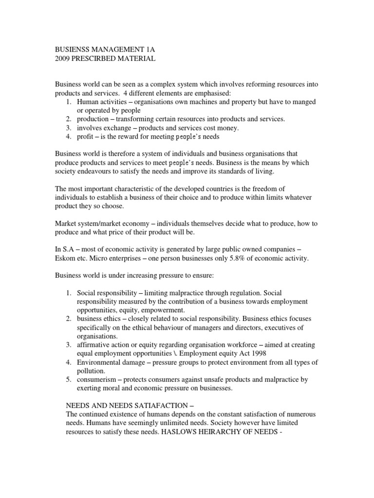 Mnb1601 Notes Business Management 1a.docx 67 | PDF | Entrepreneurship ...