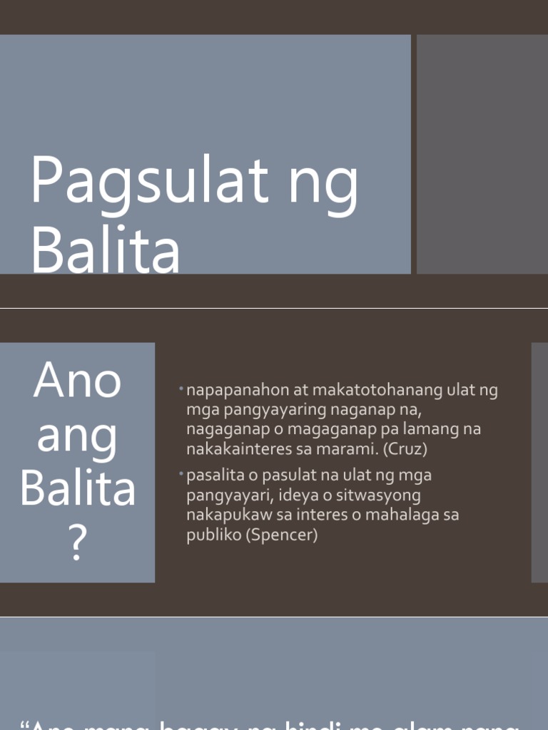 Aralin 4 - Pagsulat NG Balita | PDF