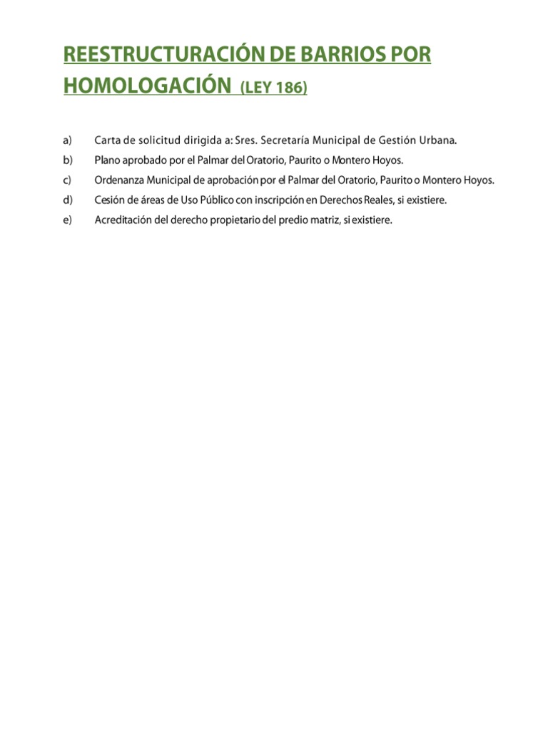 5 Descarga Ley 186 - Reestructuracion de Barrios Por Homologacion | PDF