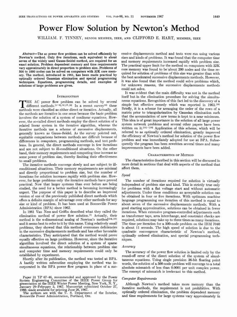 Efficient Power Flow via Newton's Method | PDF | Matrix (Mathematics) | Mathematical Optimization