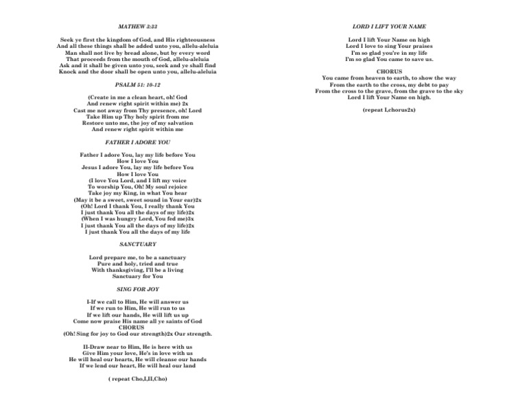 Invocation Songs | PDF | Religious Behaviour And Experience | Theology