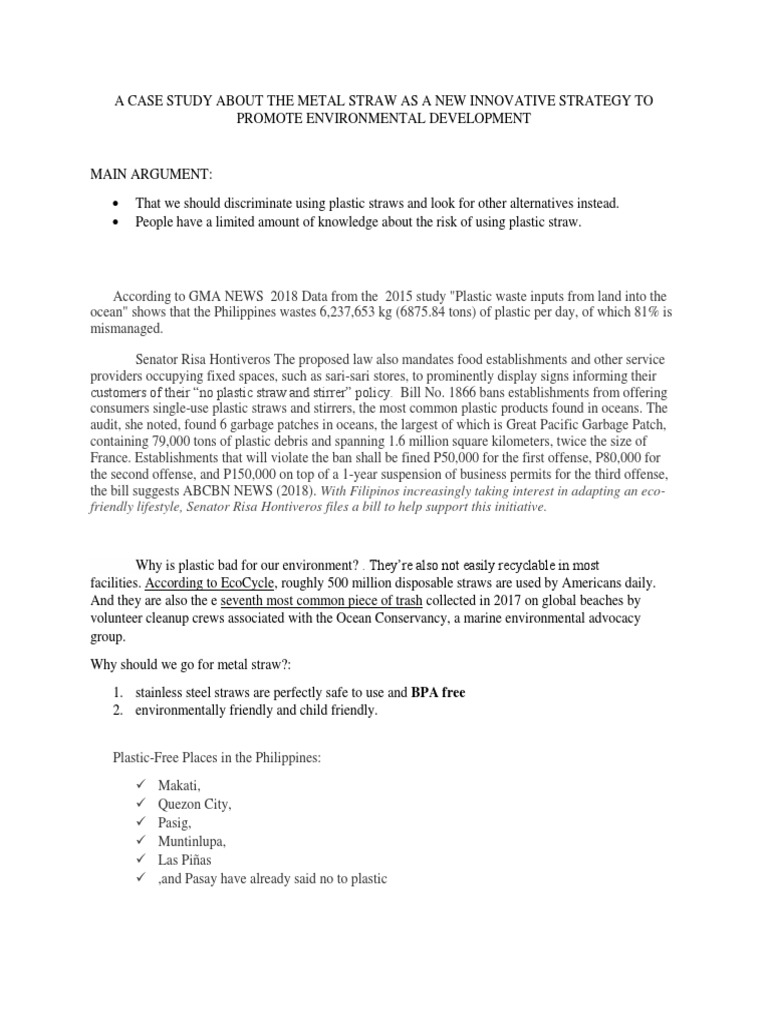 A Case Study About The Metal Straw As A New Innovative Strategy To ...