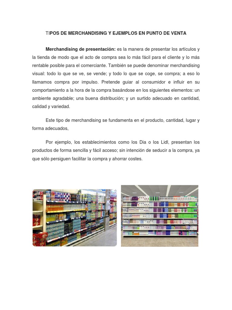 Tipos de Merchandising y Ejemplos en Punto de Venta | PDF ...
