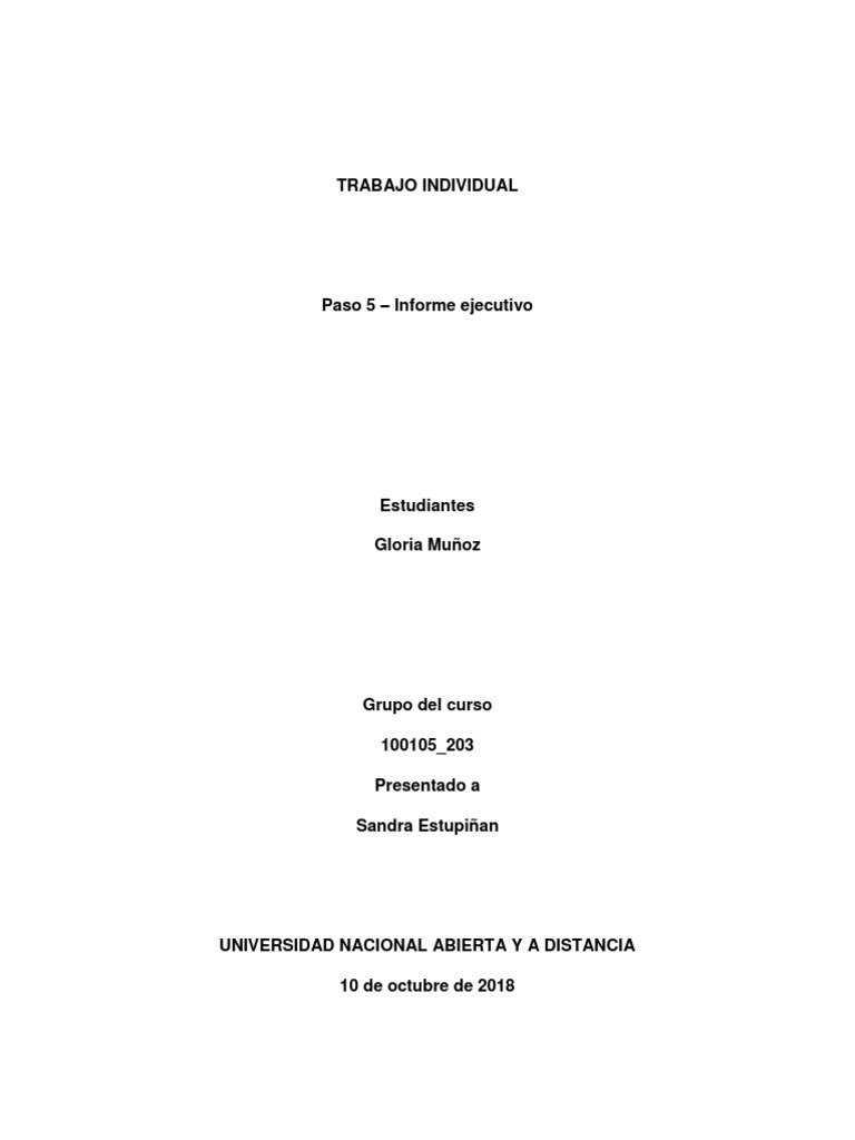 Formato de Informe Ejecutivo Paso 5 | PDF | Correlación y dependencia ...