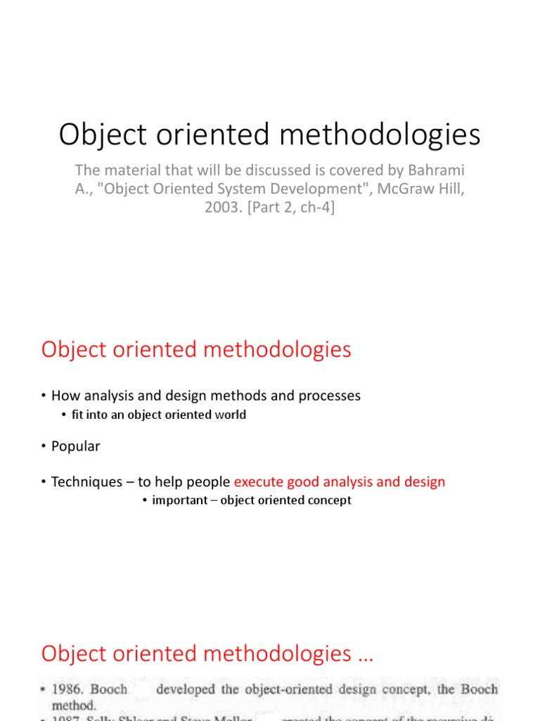 Object Oriented Methodologies Pdf Object Oriented Programming Software Development