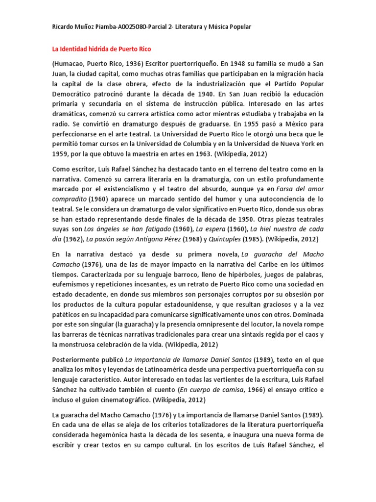 La Identidad Hidrida de Puerto Rico | PDF
