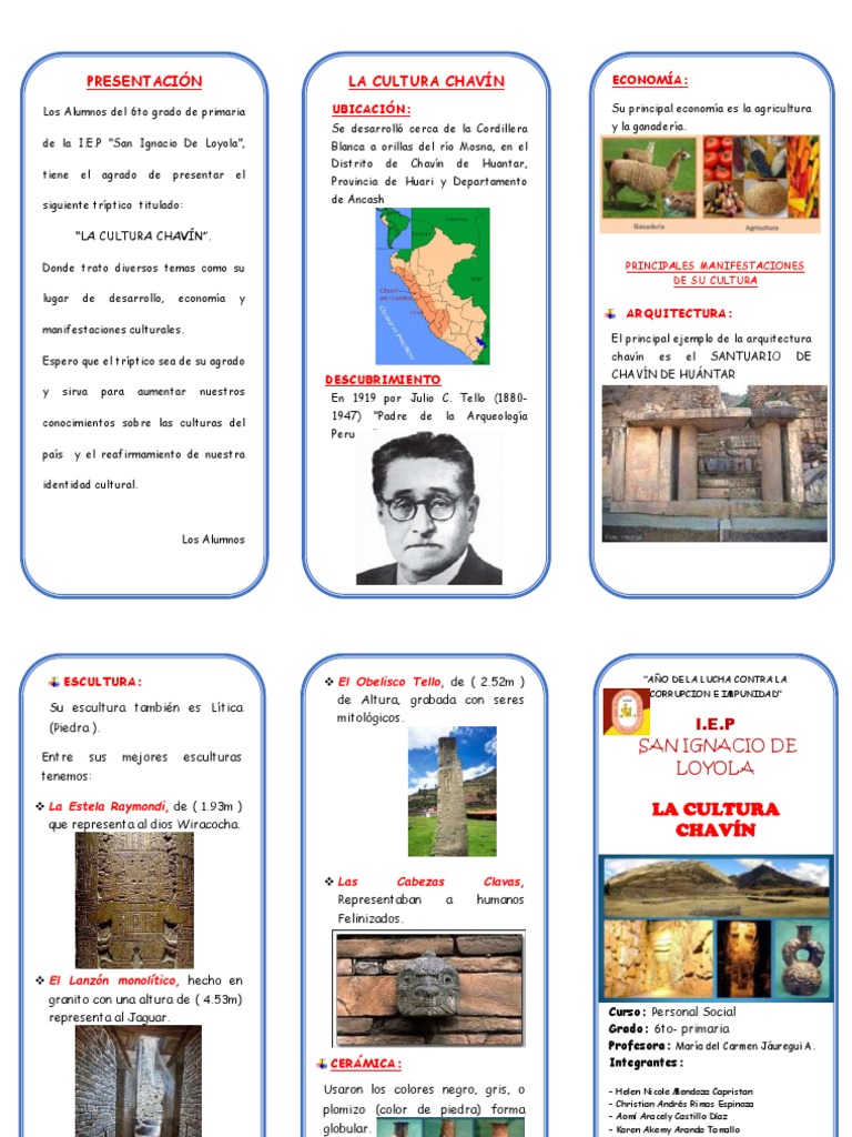 Triptico Cultura Chavin | PDF | Cultura (general) Triptico Cultura Chavin | PDF | Cultura (general)