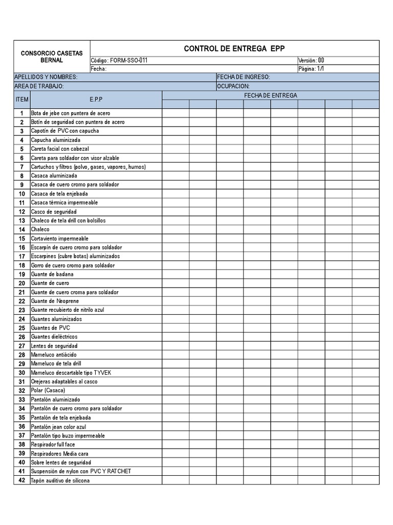 Control Entrega EPP | PDF | El plastico | Materiales de construcción
