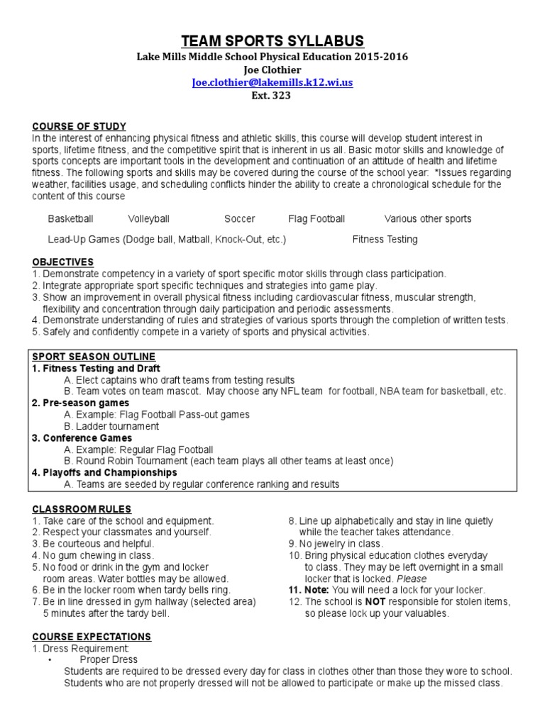 Team Sport Syllabus | PDF | Sports | Shoe