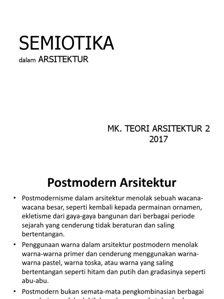 SEMIOTIKA DALAM ARSITEKTUR | PDF