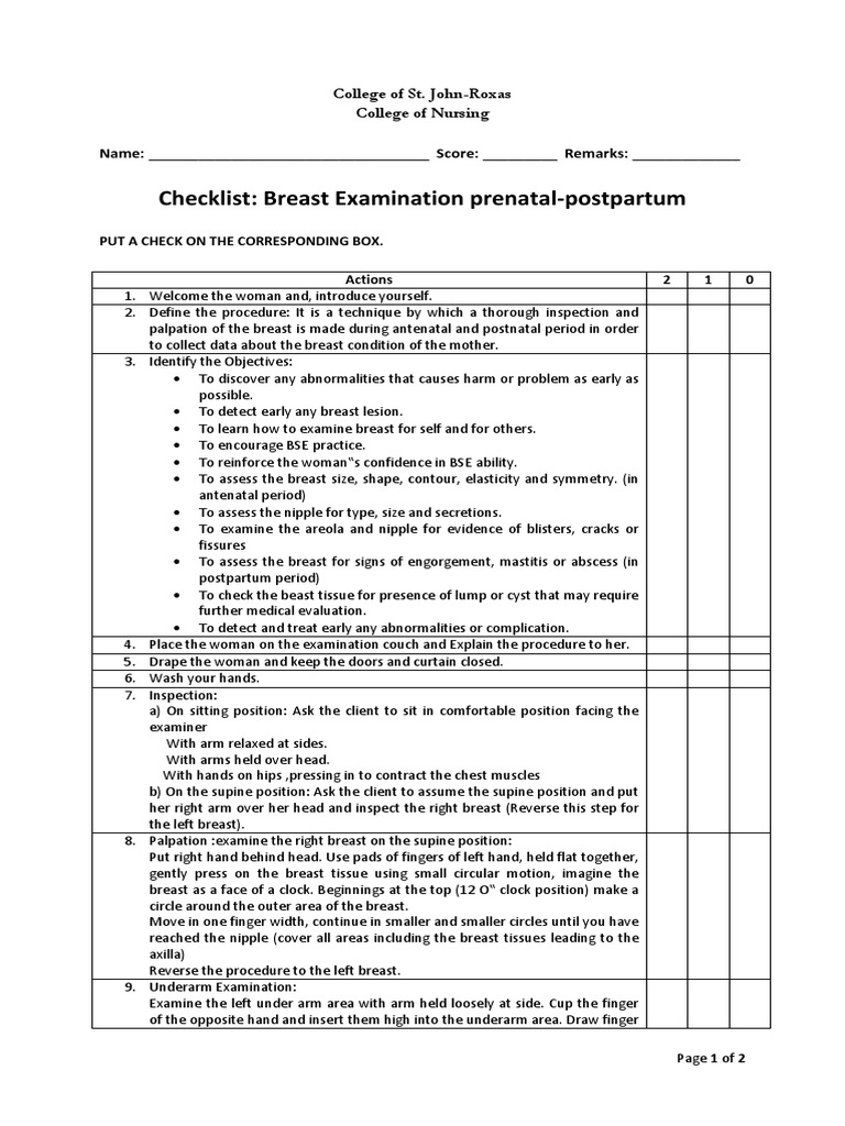 Breast Examination Prenatal Postpartum | PDF | Nipple | Breast