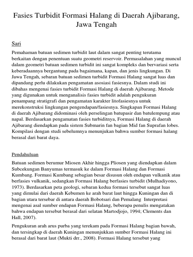 Fasies Turbidit Halang Ajibarang | PDF
