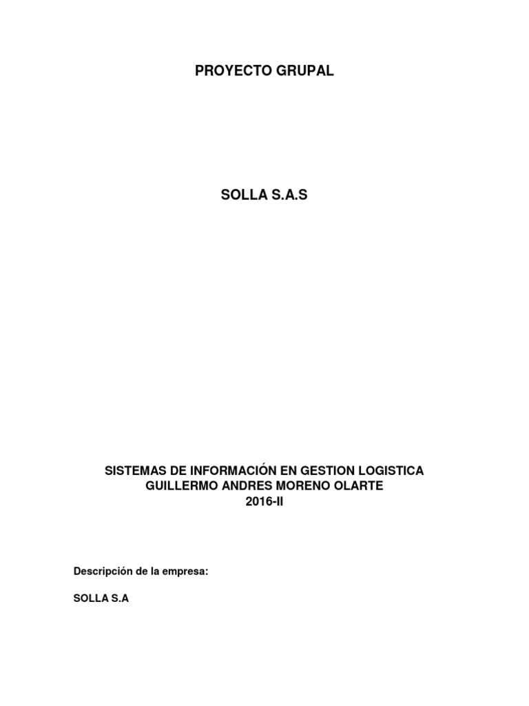 Proyecto Grupal Solla | PDF | Logística | Alimentos