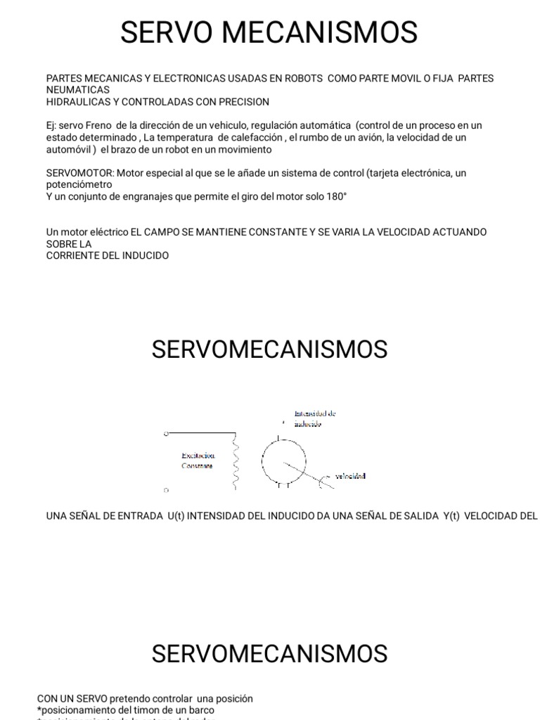 Descripción general de los servomecanismos, sus partes y aplicaciones | PDF